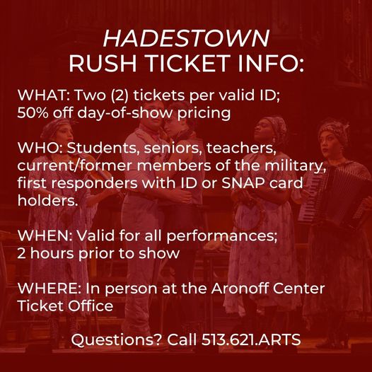 Rush Tickets Announced for HADESTOWN at Broadway in Cincinnati | Behind ...